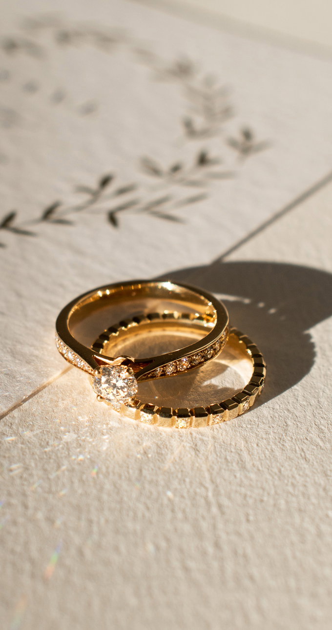 Alliances texturées de mariage